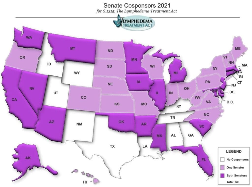 NEW Map Showing Your Senators' Support | The Lymphedema Advocacy Group